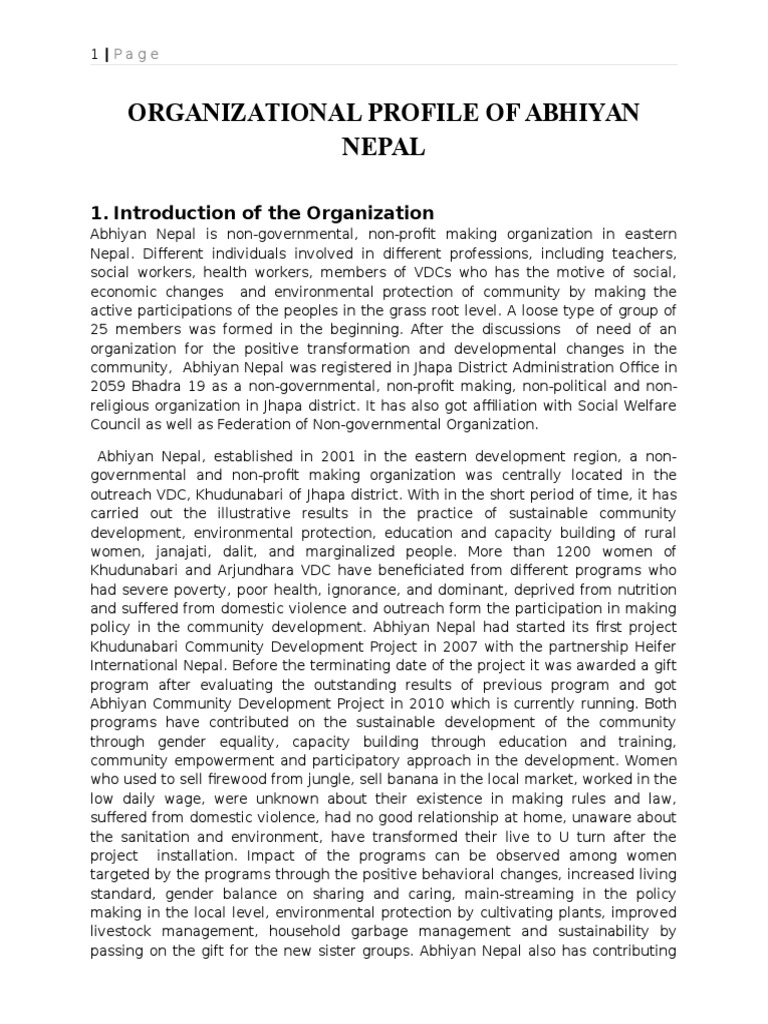 Organization Profile | PDF | Environmental Protection | Sustainability