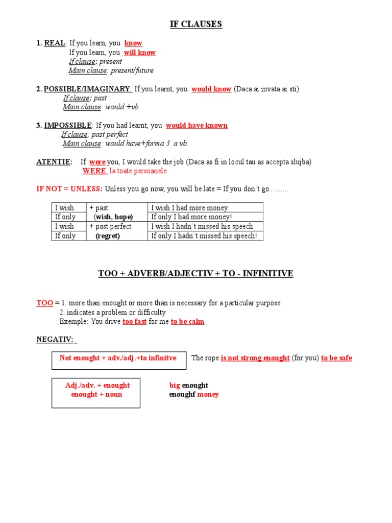 If Clauses: Main Clause: Present/future | PDF | Language Mechanics ...