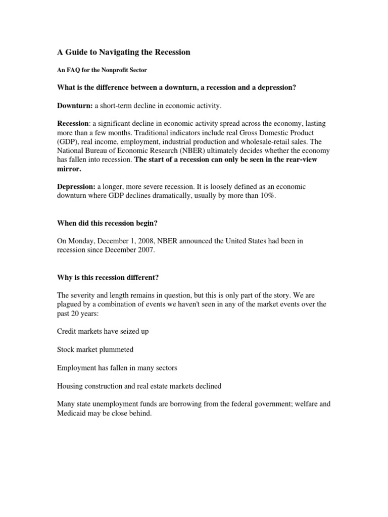 A Guide To Navigating The Recession | PDF | Recession | National Bureau ...