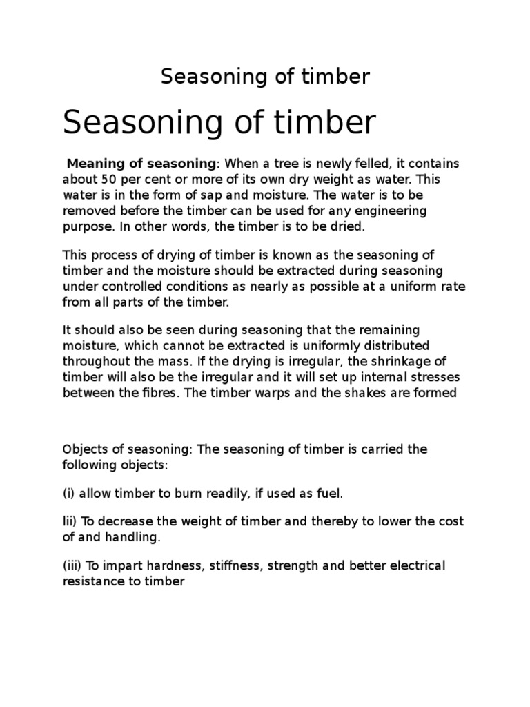 Seasoning of Timber | Download Free PDF | Lumber | Industries