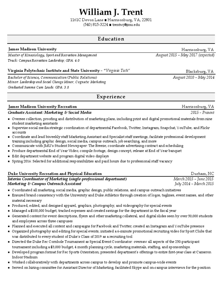 Professional Resume June 22 | PDF | Virginia Tech | Duke University