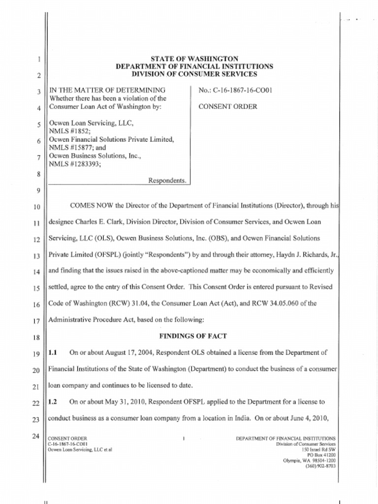 Ocwen Consent | PDF | Ocwen | Loans