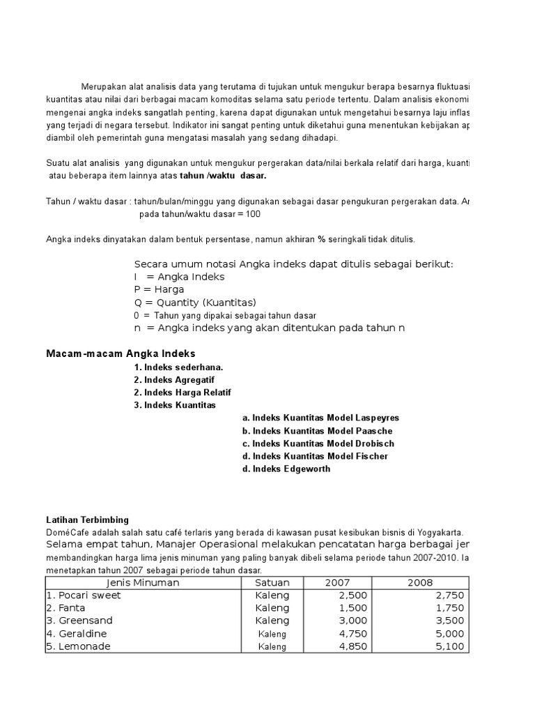Angka Indeks | PDF | Pengelolaan Keuangan & Uang