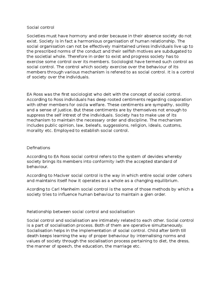 Social Control | PDF | Socialization | Norm (Social)