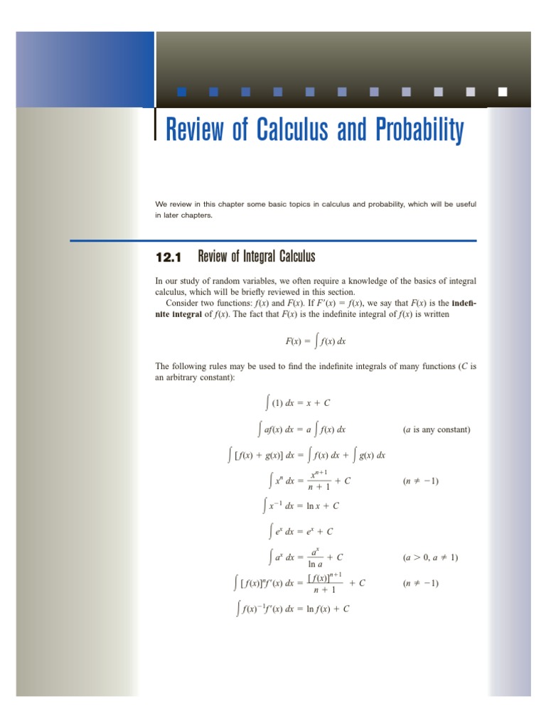 Chapter 12 Review of Calculus and Probability PDF | PDF | Covariance ...