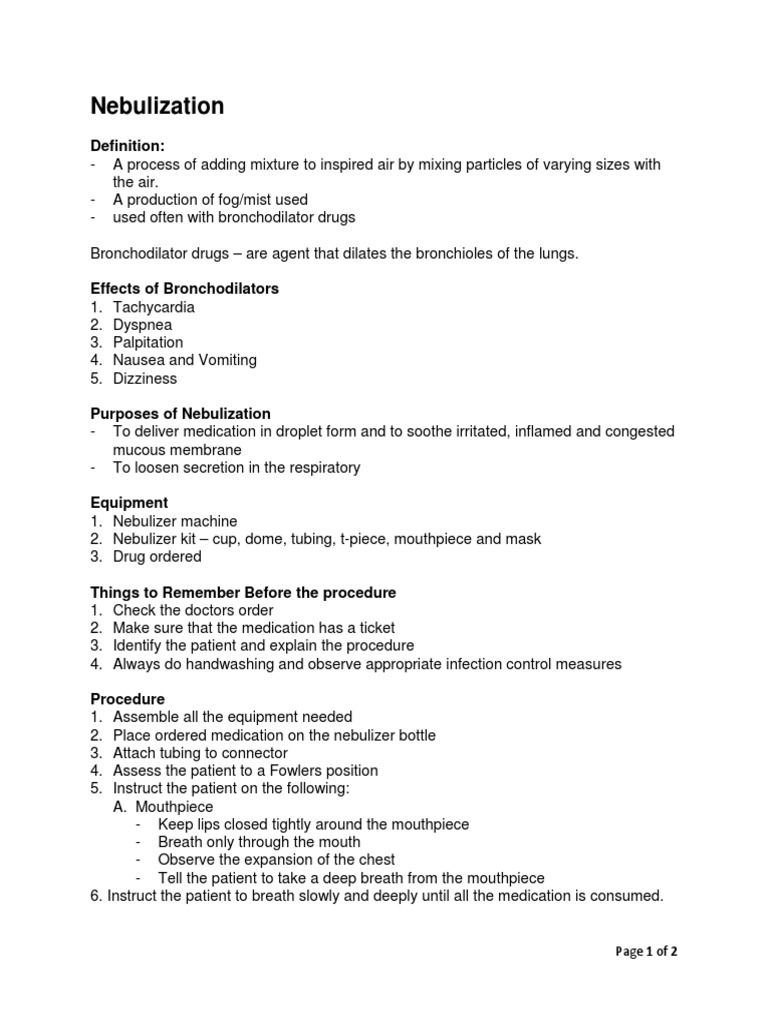 Nebulization | PDF | Respiration | Pulmonology