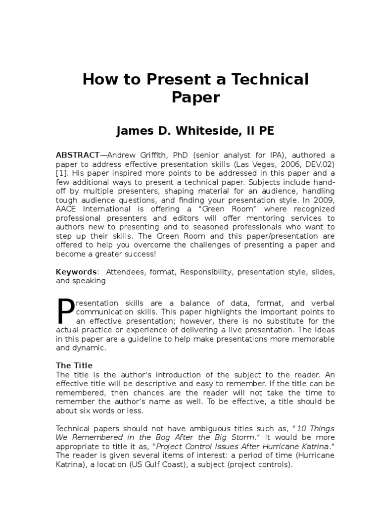 How To Present A Technical Paper | PDF | Expert | Abstract (Summary)