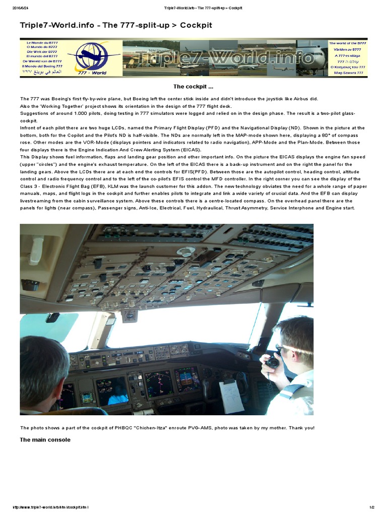 777 Cockpit Introduction | PDF | Cockpit | Aviation