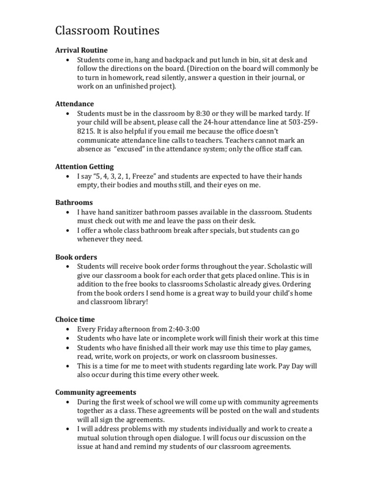 Essential Classroom Routines Guide | PDF | Classroom | Homework