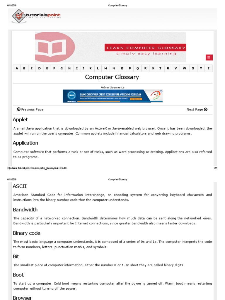 Computer Glossary | PDF | Computer Virus | Operating System