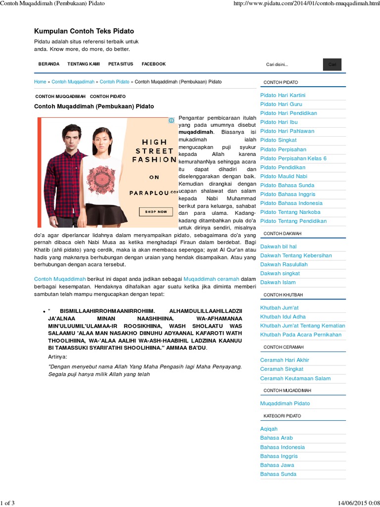 Contoh Muqaddimah (Pembukaan) Pidato | PDF