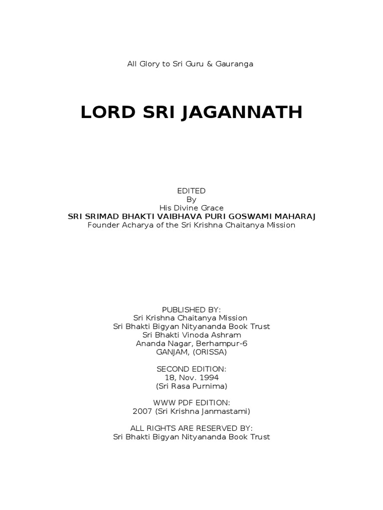 Lord Sri Jagannath | Download Free PDF | Hindu Mythology | Indian Religions
