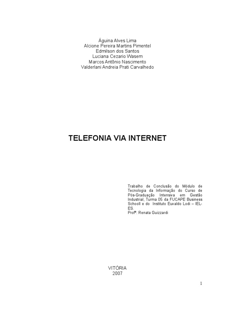 Trabalho - Telefonia Via Internet | PDF
