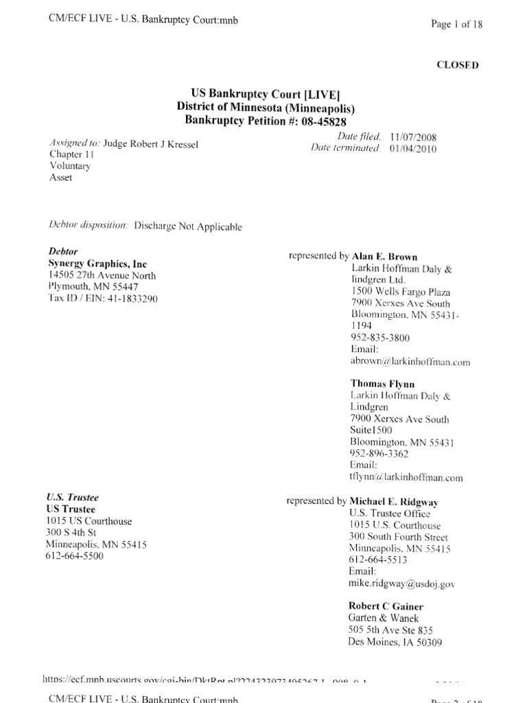 US Bankruptcy Court ILIVEI District of Minnesota (Minneapolis ...