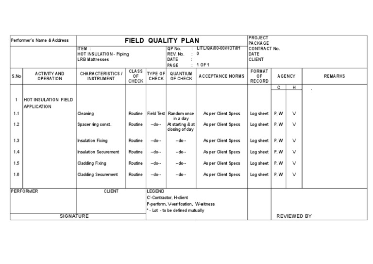 Field Quality Plan - Hot Piping | PDF
