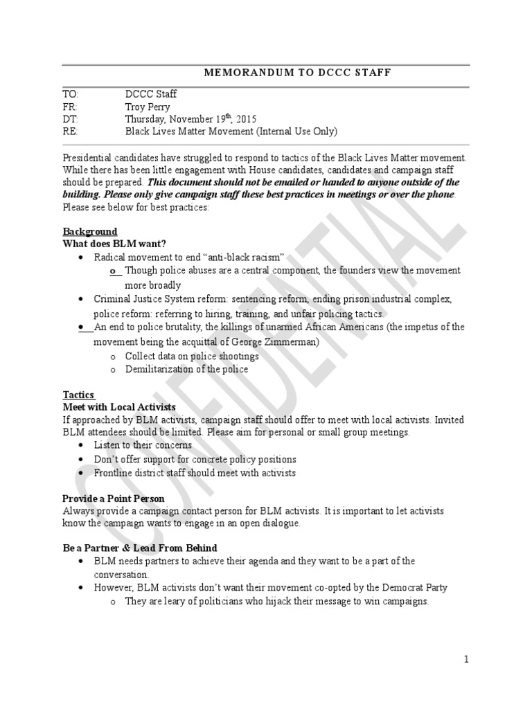 BLM Memo | PDF | Black Lives Matter | Public Sphere