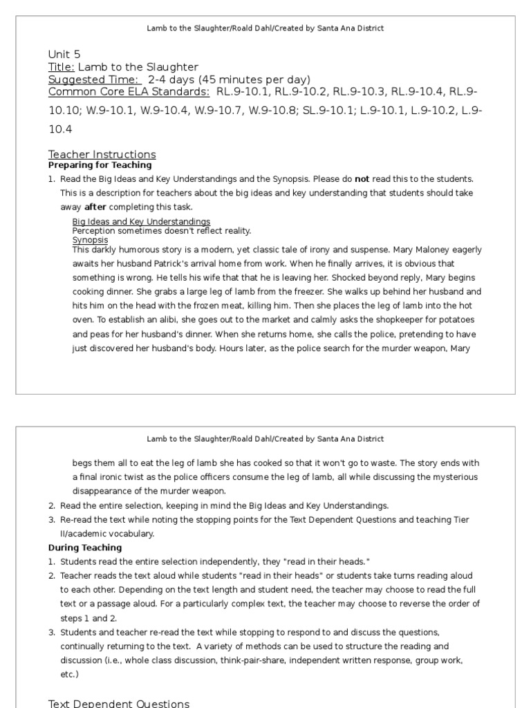 10.lamb To The Slaughter - Lesson - Anthology | PDF | Homicide | Crime ...