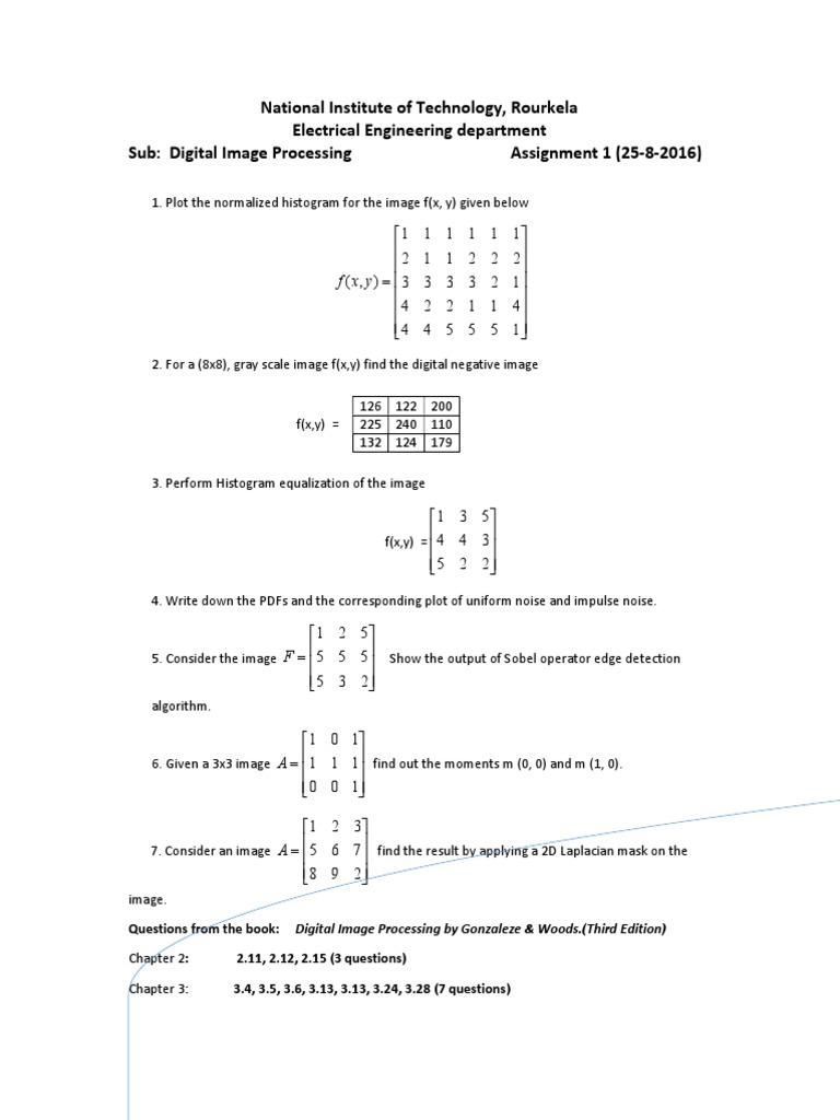 National Institute of Technology, Rourkela Electrical Engineering Department Sub: Digital Image ...