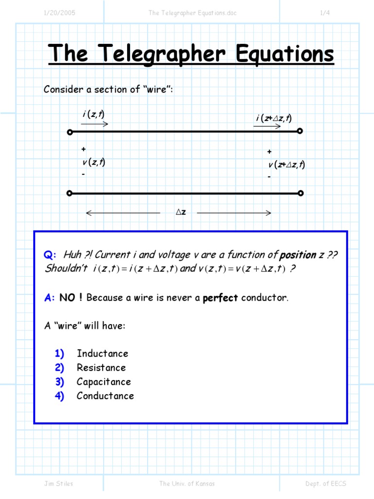 The Telegrapher Equations | PDF | Science & Mathematics