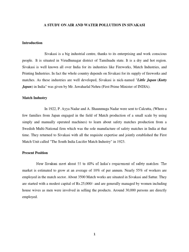 A Study On Air and Water Pollution in Sivakasi 3 | PDF | Air Pollution ...