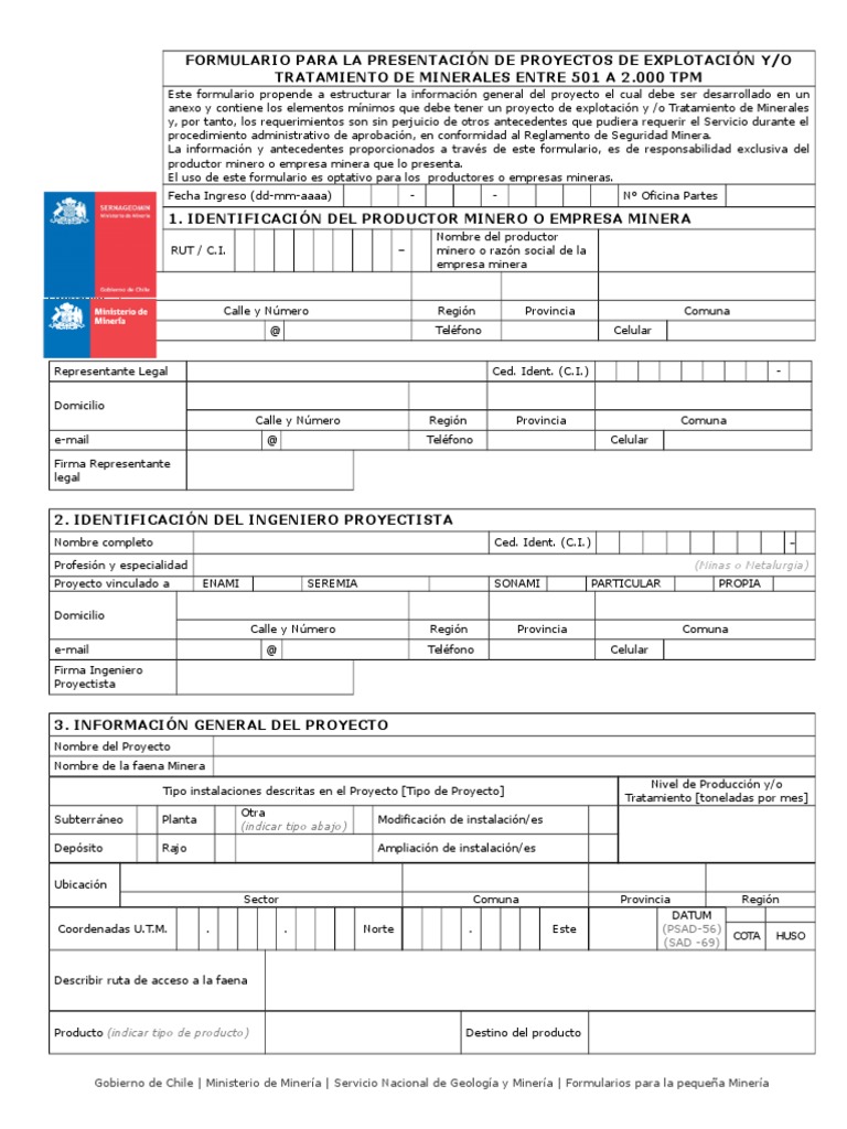 Formulario 501 2000 TPM | PDF | Minería | Naturaleza