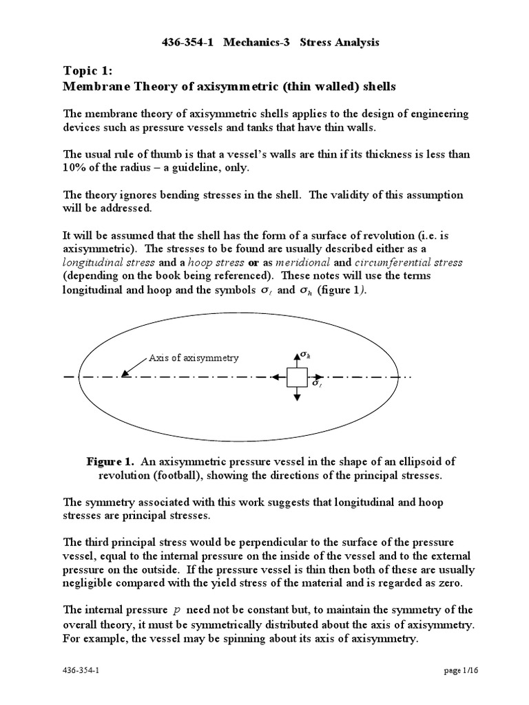 1 Thin Shells PDF | PDF | Stress (Mechanics) | Bending