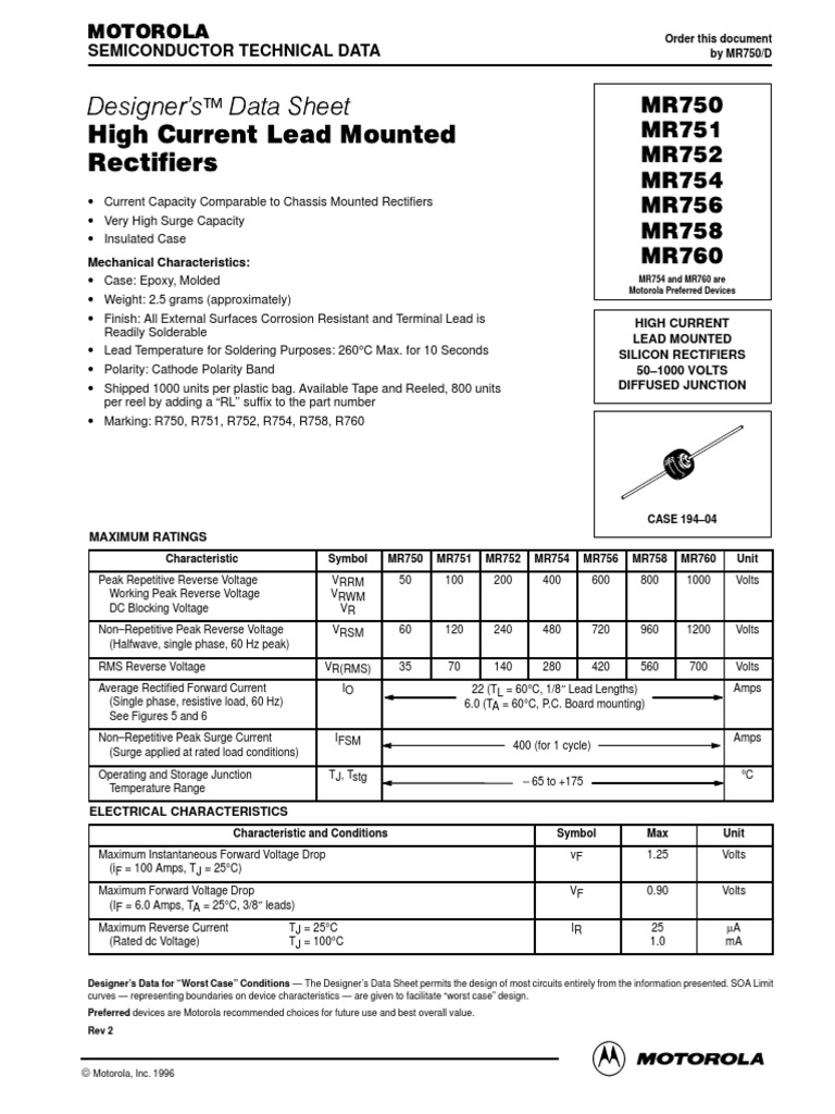 MR758 | PDF | Rectifier | Diode