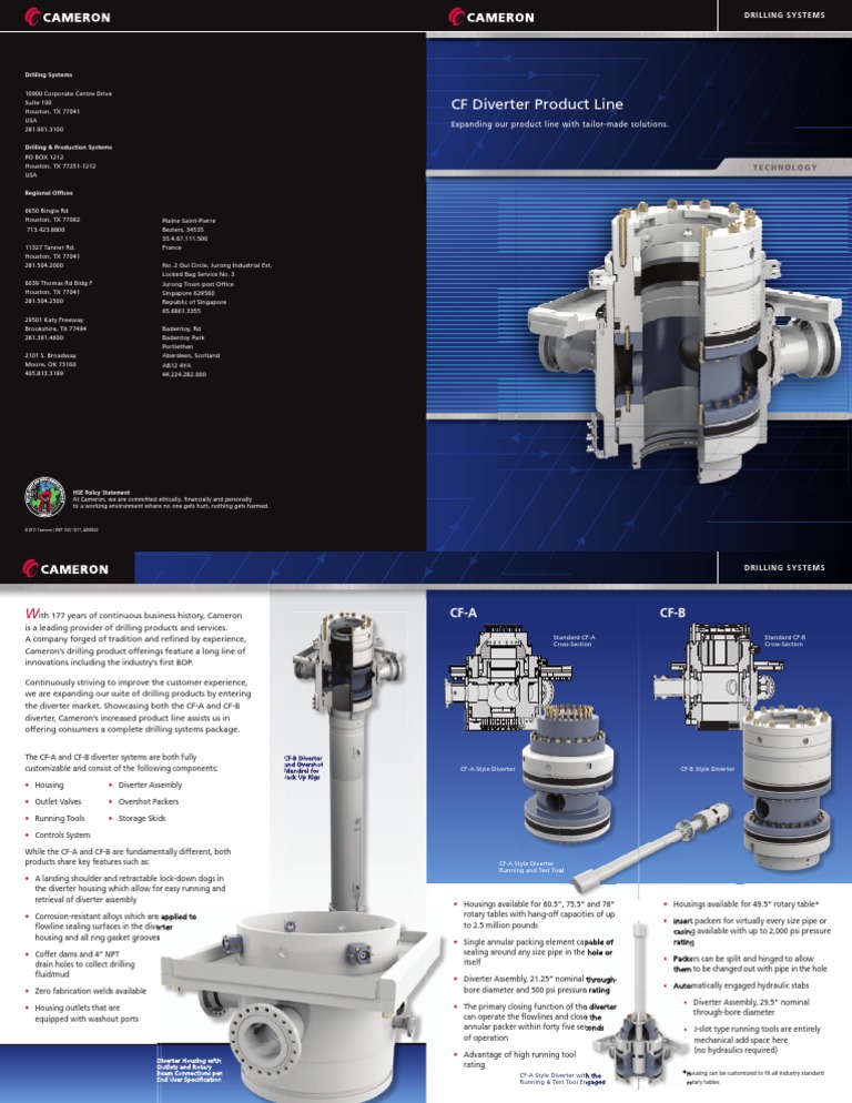 Cf Diverter Brochure | Drilling Rig | Pipe (Fluid Conveyance)