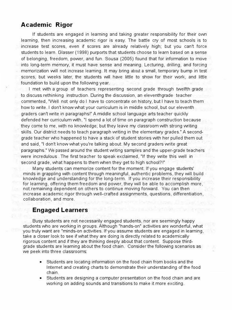 Academic Rigor and Student Engagement | PDF | Curriculum | Middle Schools