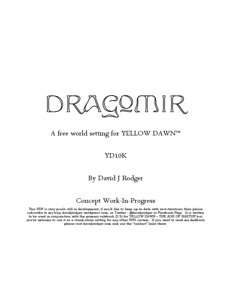 Yellow Dawn RPG Dragomir Middle Earth Dark Fantasy and Cthulhu Mythos A ...