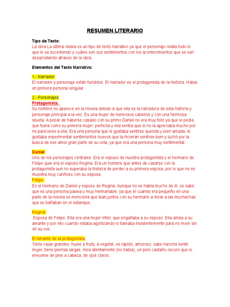 Resumen Literario | Narración | Novelas