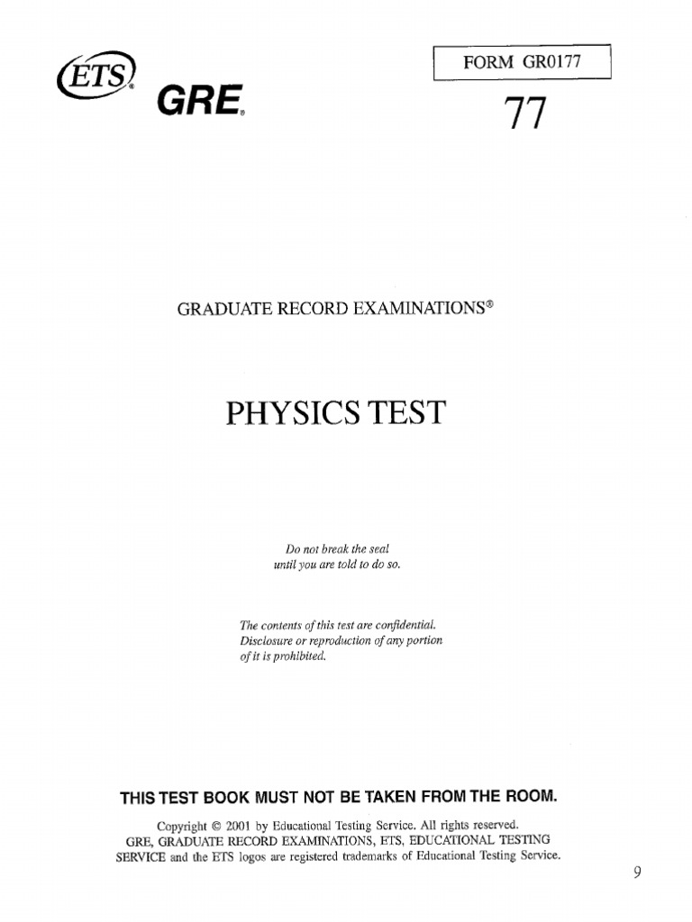 Physics GRE 2001 PDF | PDF