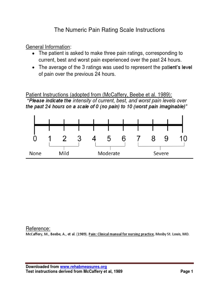 Numeric Pain Rating Scale Visual&Instructions | PDF | Science & Mathematics