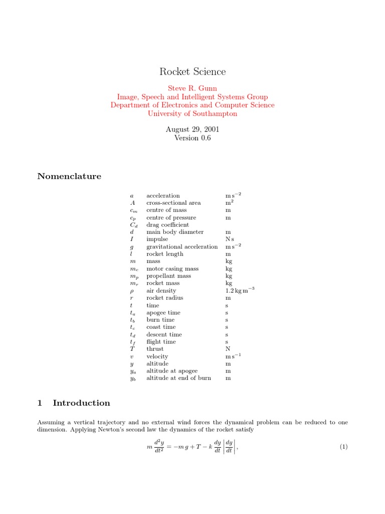 RocketScience PDF | PDF | Rocket | Calculus Of Variations