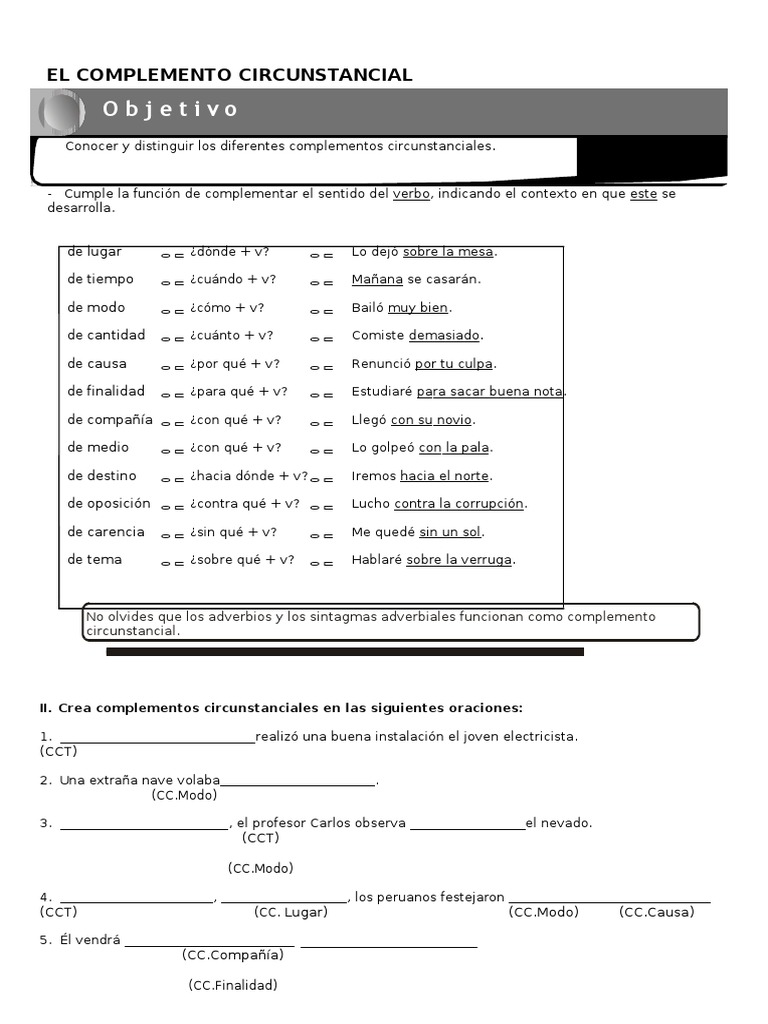 El Complemento Circunstancial | PDF | Adverbio | Semiótica