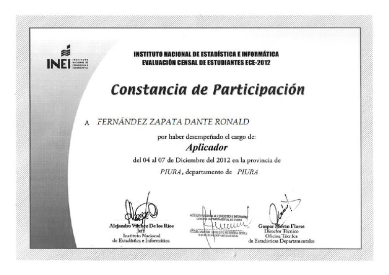 Certificado Inei | PDF