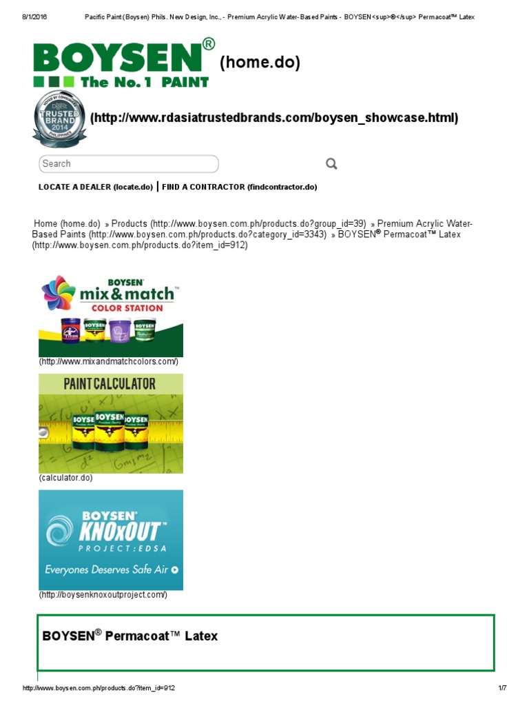 Boysen Permacoat Flat Latex Paint Guide | PDF | Acrylic Paint | Paint