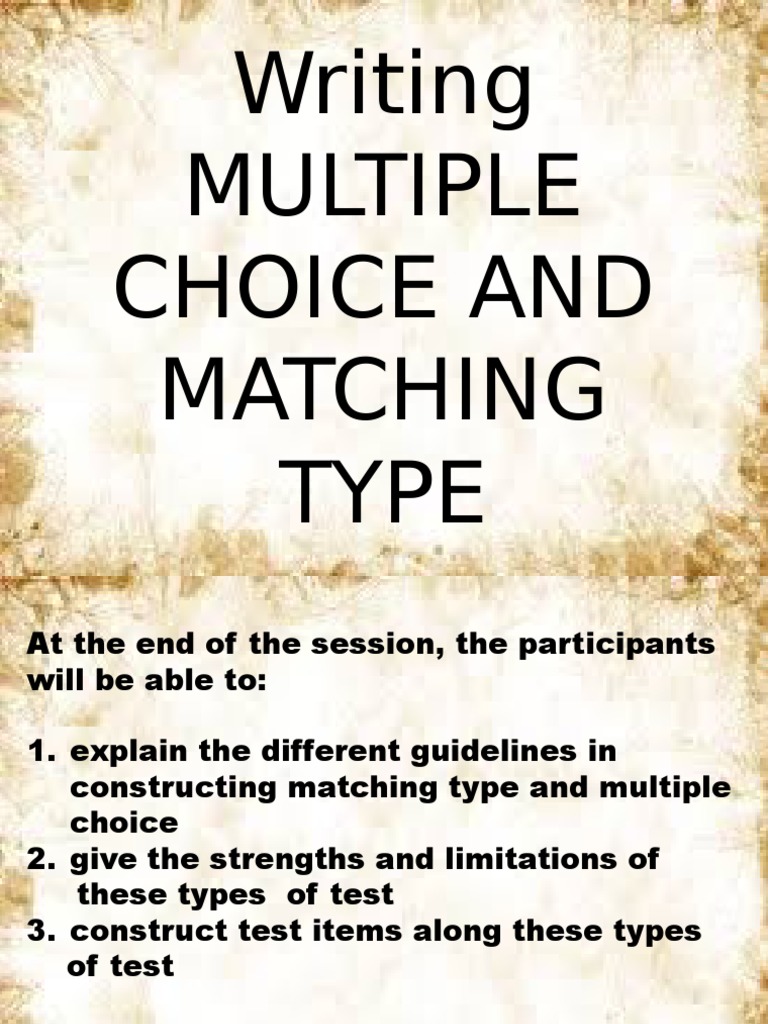 Guide to Constructing Multiple Choice & Matching Tests | PDF | Multiple ...