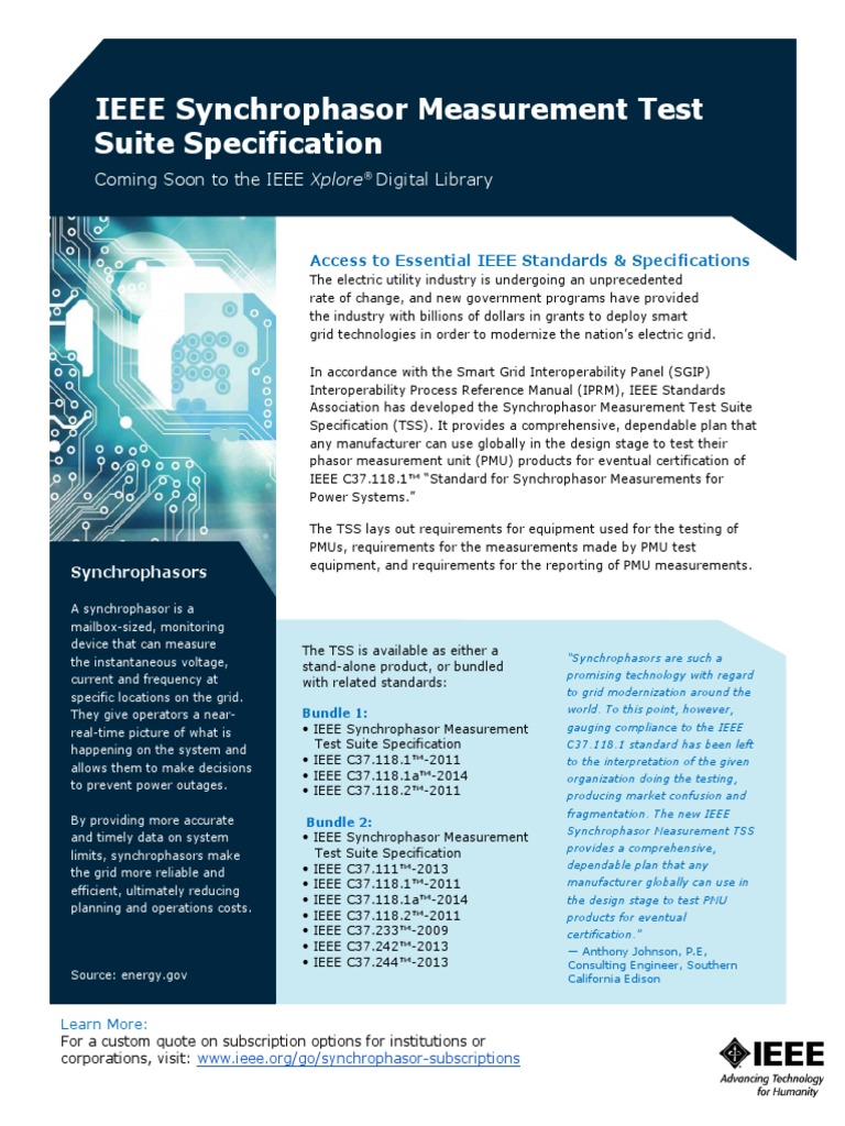IEEE Synchrophasor Measurement Test Suite Specification - Product Sheet ...