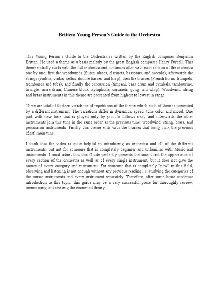 Young Person's Guide To The Orchestra | PDF