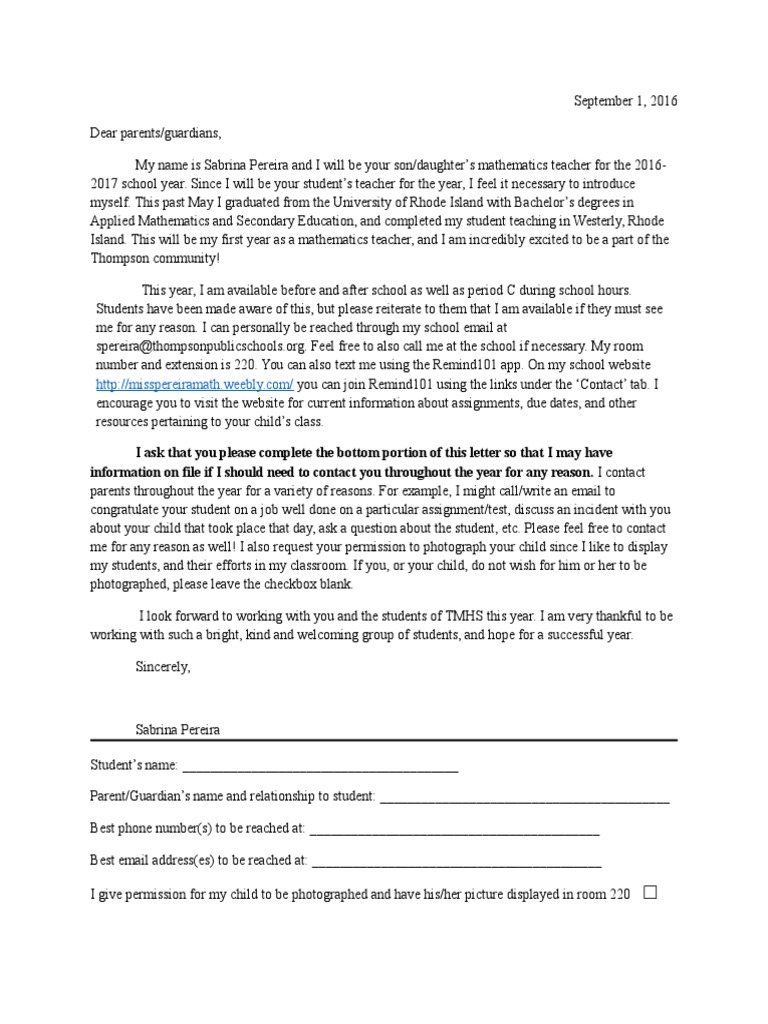 Parent Letter | PDF