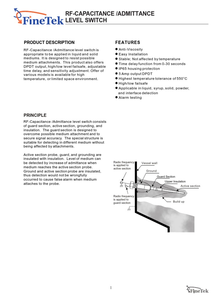 RF-Capacitance Level Switch Overview | PDF | Electrical Engineering ...