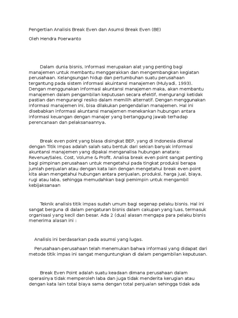 Menentukan Titik Impas BEP | PDF