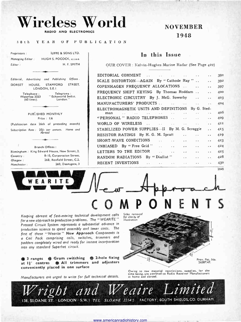 Wireless World 1948 11 | PDF | Sound | Physical Quantities