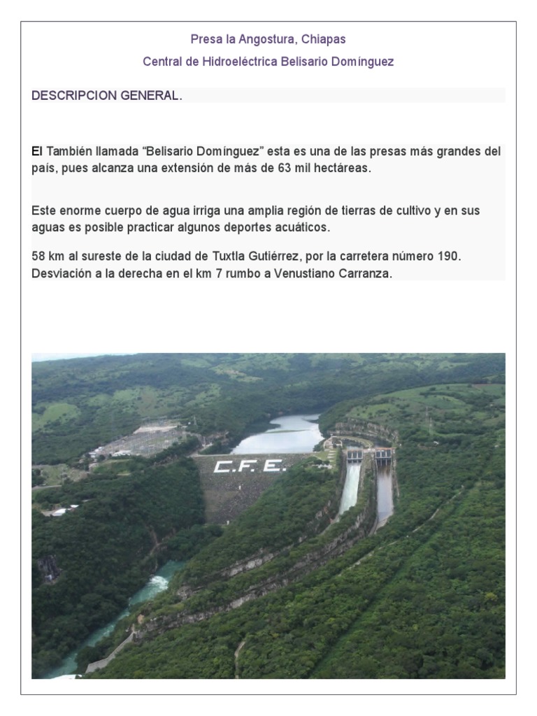 Presa La Angostura | Represa | Turbina