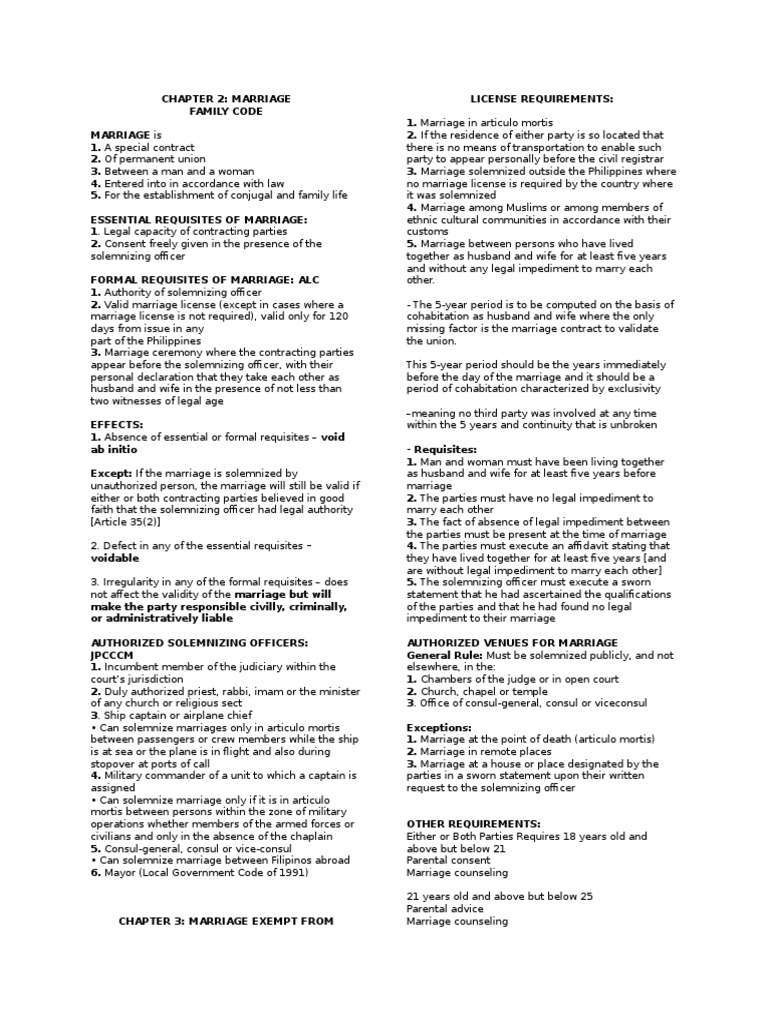 Family Code Articles 1 34 Reviewer | PDF | Marriage | Divorce