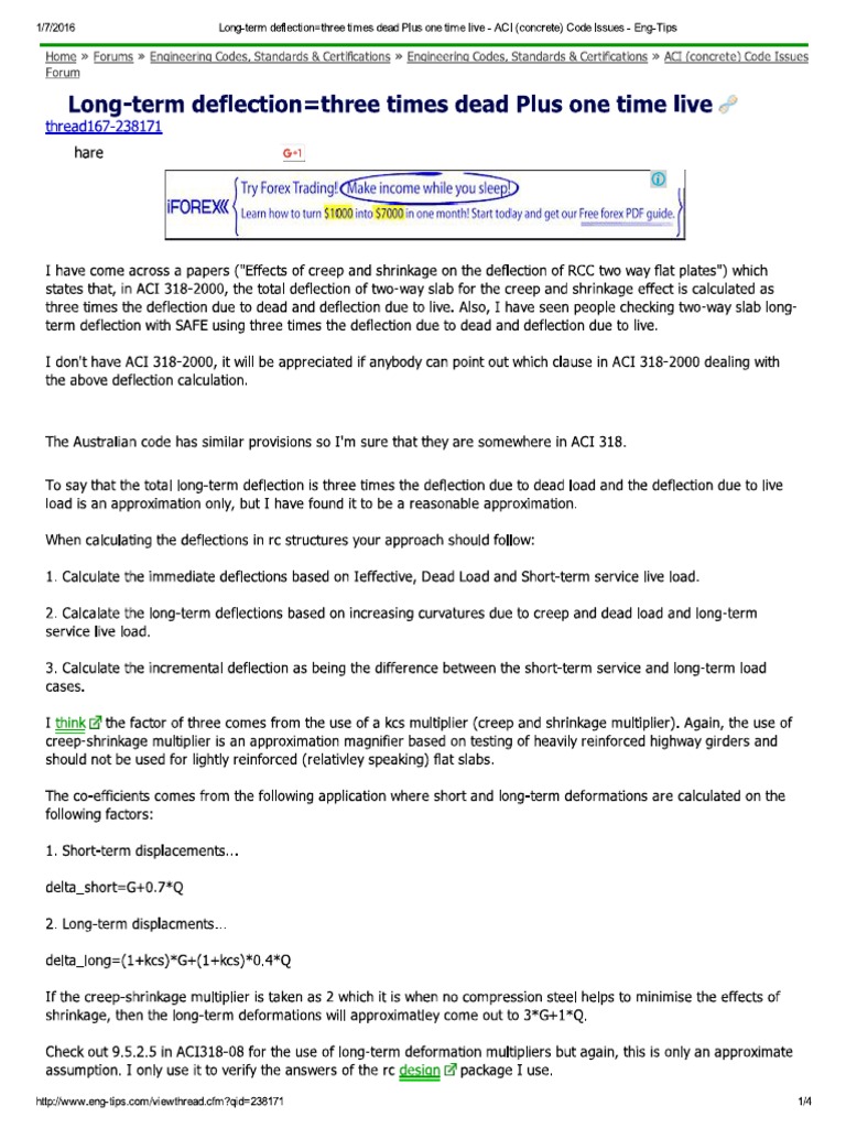 Long-Term Deflection Three Times Dead P... ACI (Concrete) Code Issues ...