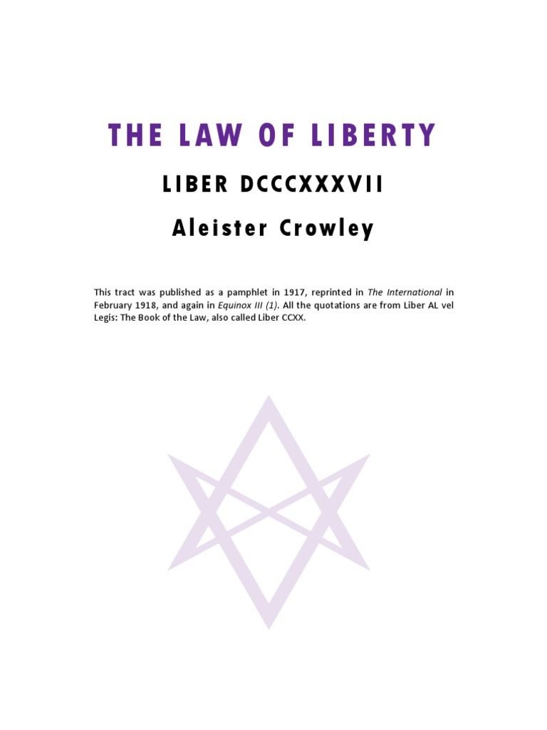 The Law of Liberty (Noct Press) | PDF | Thelema | Religious Belief And ...
