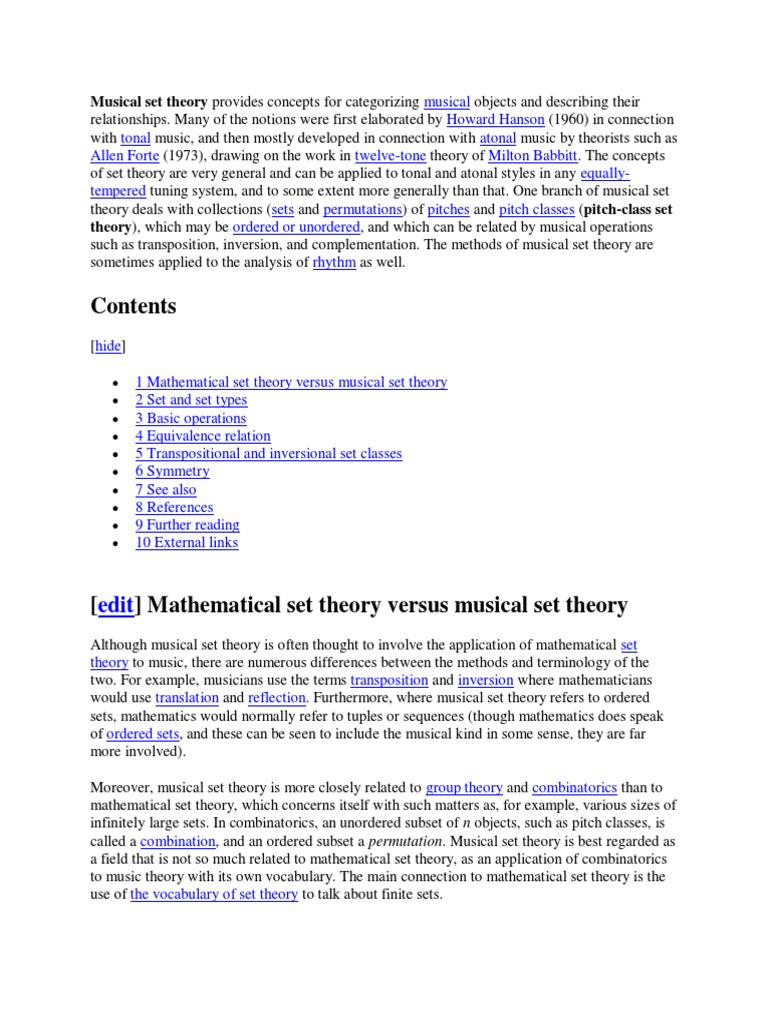 Musical Set Theory | PDF | Music Theory | Musicology