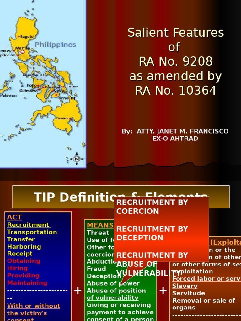 Salient Features of RA No. 9208 As Amended by RA No. 10364 | PDF ...